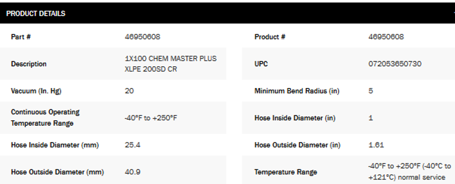 Chem Master Plus XLPE XLPE 200SD CR Industrial Hose