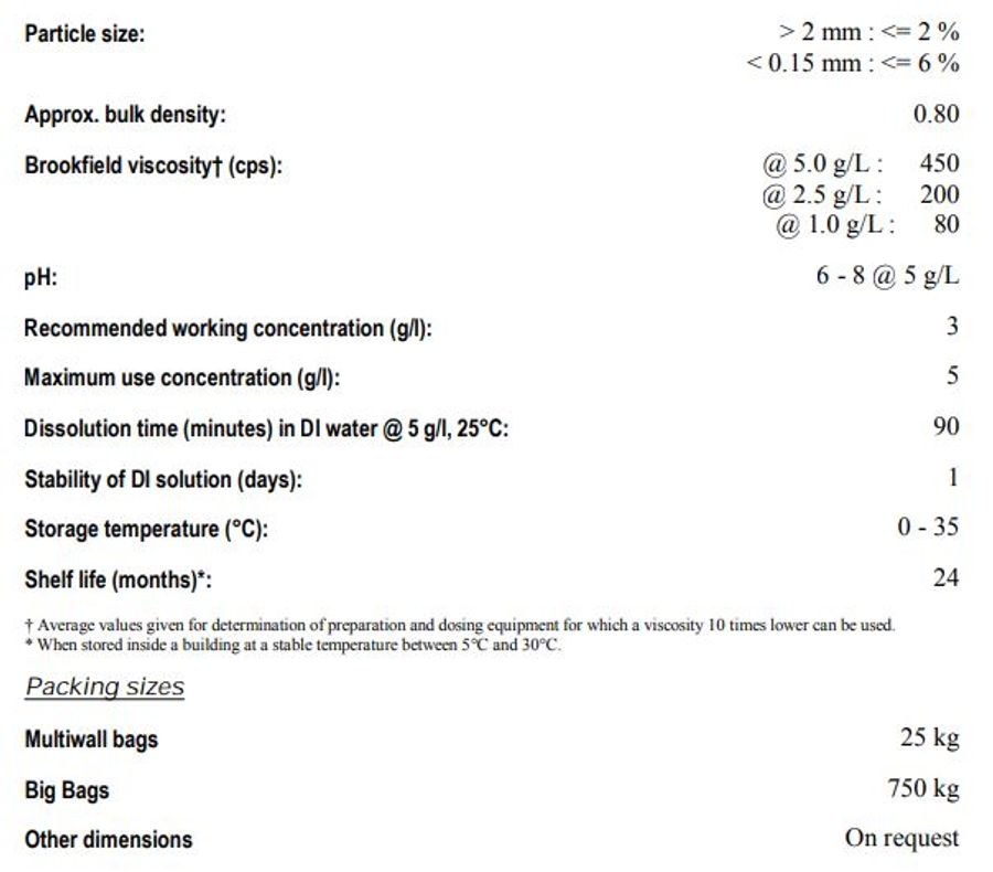 FLOPAM AN 905 SEP Potable (Drinking) Water Polyelectrolytes