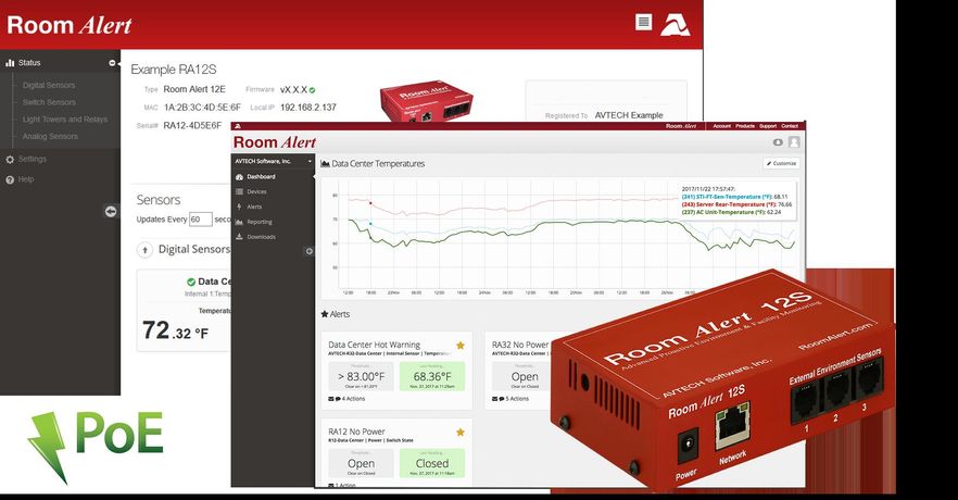 AVTECH Room Alert - Room Alert 12S - Room Alert Temperature ...