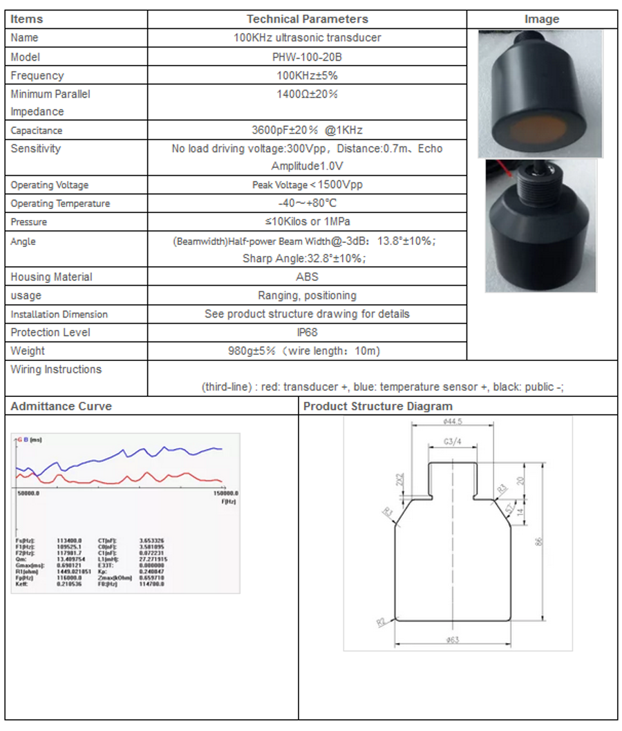 Piezo - Ultrasonic Transducers - 100Khz Piezoelectric Ultrasonic ...